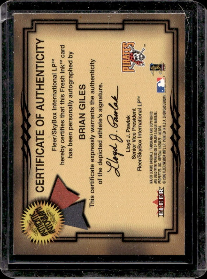 2000 Fleer Showcase Brian Giles FreshInk Authentic Auto Autograph ...