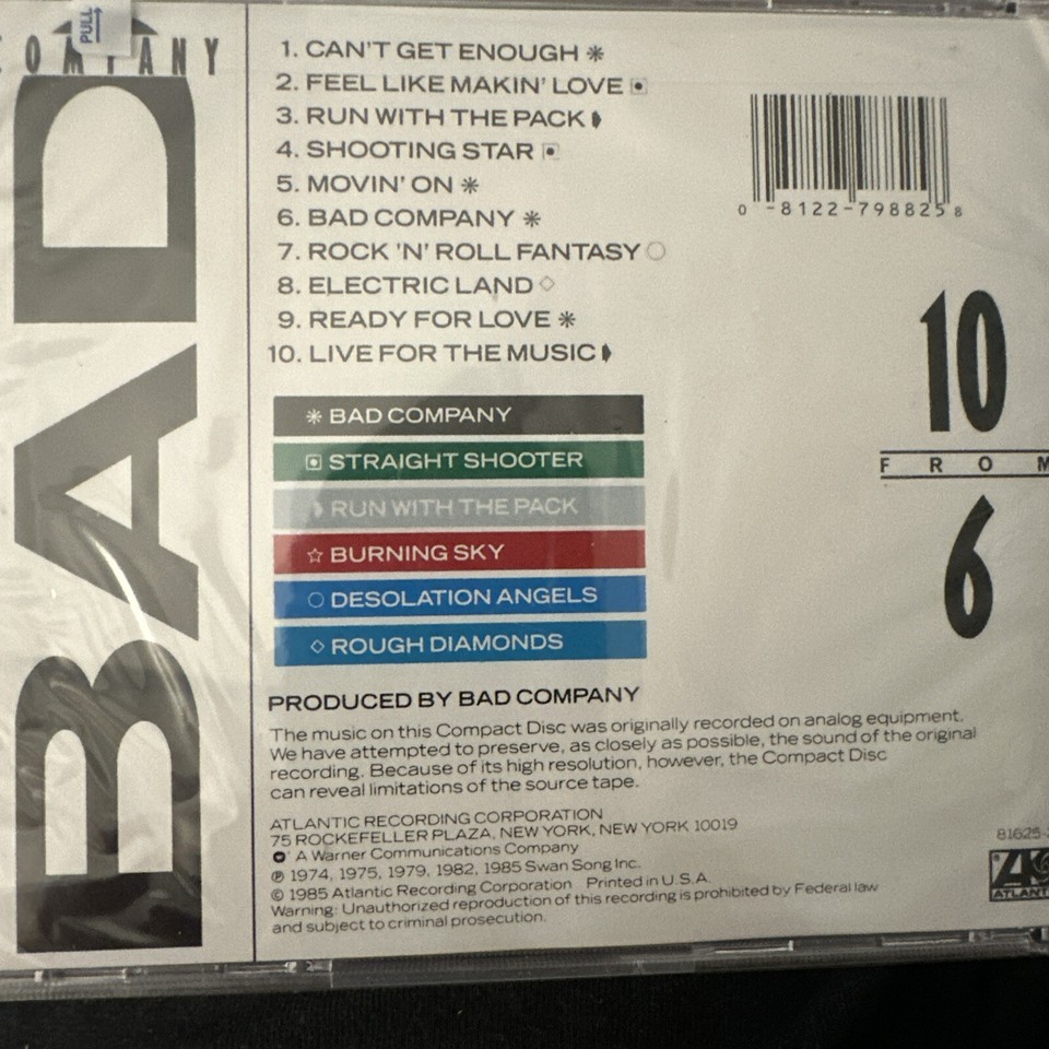 10 from 6 by Bad Company (CD, 2008) Crack In Case 81227988258 | eBay