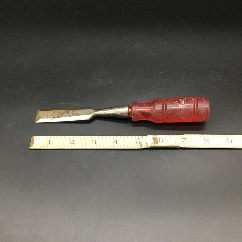 Red Handle EC Simmons KEEN KUTTER 3/4” Bevel edge Bench Chisel Embossed ...