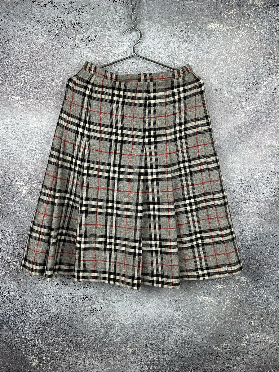 Burberry Gray 90s Skirt Pleated Lined Wool Classic Vintage Burberry Gray 90s Skirt Pleated Lined Wool Classic Vintage