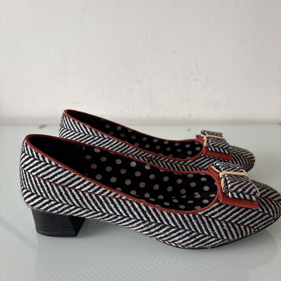 Ruby Shoo Womens Tweed Court Shoes Bow Detail Block Heel UK 4 | eBay UK