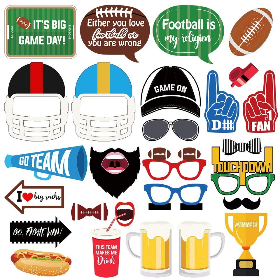 Football Photo Booth Props Kit, 26 Pieces Football Season Photobooth ...