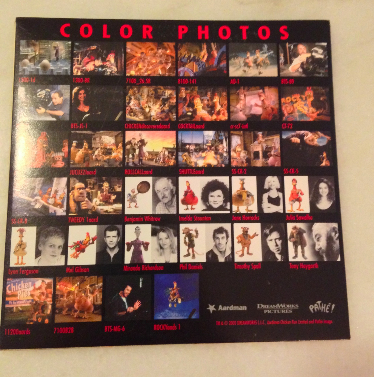 CHICKEN RUN (2000) Digital Press Kit Photo CD; Aardman Animation; Mel ...