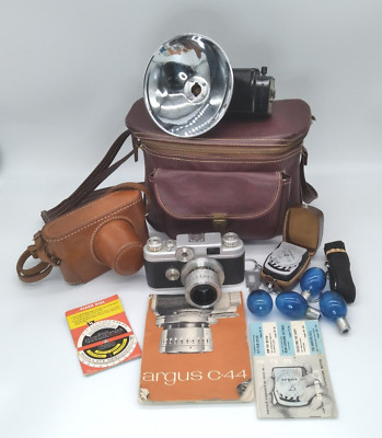 Argus C-44 Camera/50mm Lens and L44 Light meter /Flash attachment ...