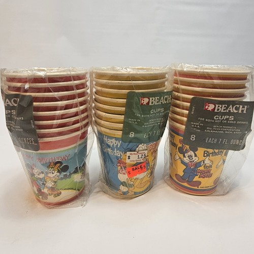 24 Vintage Disney Mickey Mouse Paper Cups. Retro Birthday Party 7 oz | eBay