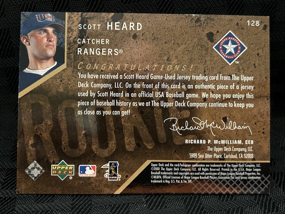2000 Upper Deck Black Diamond Rookie Edition Scott Heard #128 Rookie RC ...
