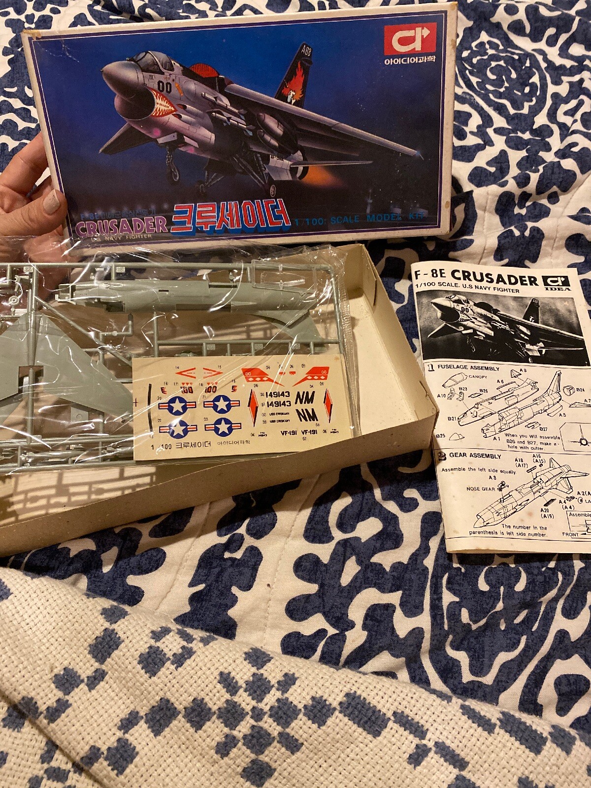 Takara Kit No 500 1/100 Scale Mode F-8E Crusader US Navy Fighter Japan ...