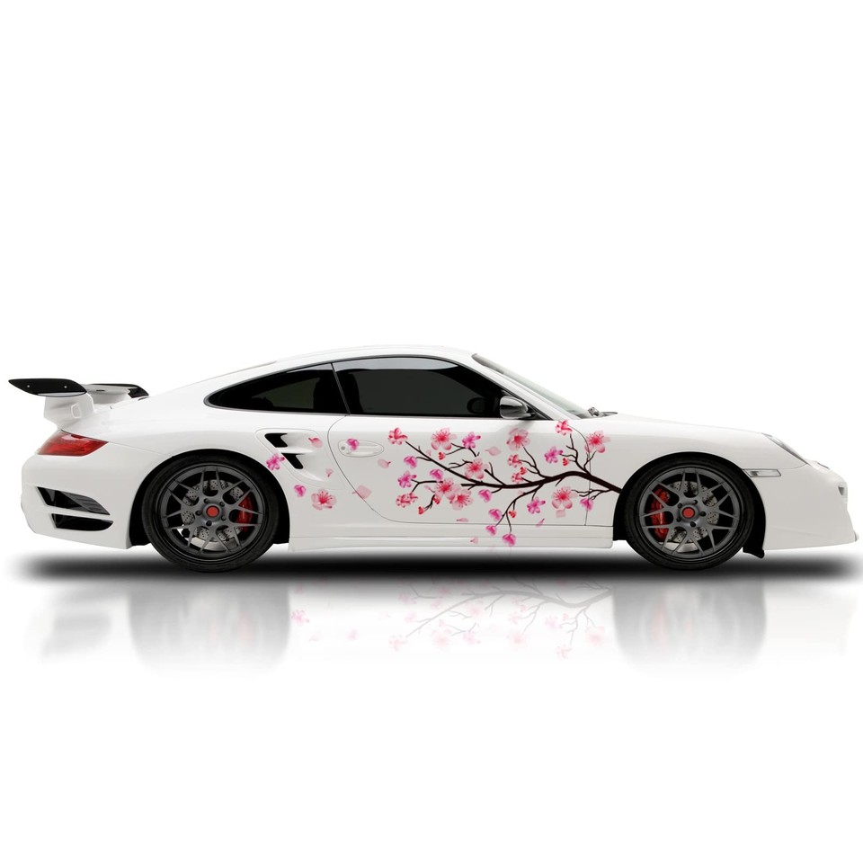 2PCS Sakura Cherry Blossom Car Livery, Japanese Theme Side Car Vinyl ...