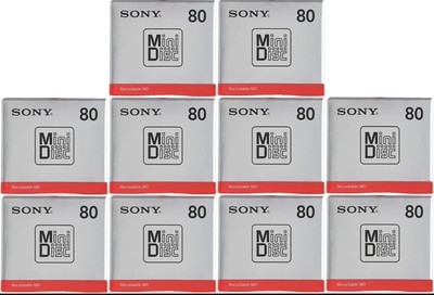 SONY MDW80T MD Blank Minidisc 80 Minutes Recordable Lot of 10 discs set ...
