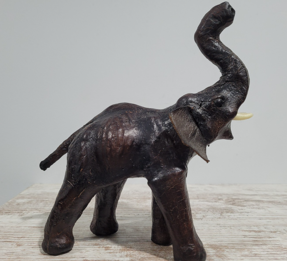 Vintage Leather Wrapped Elephant Figurine 7" high rustic safari zoo | eBay