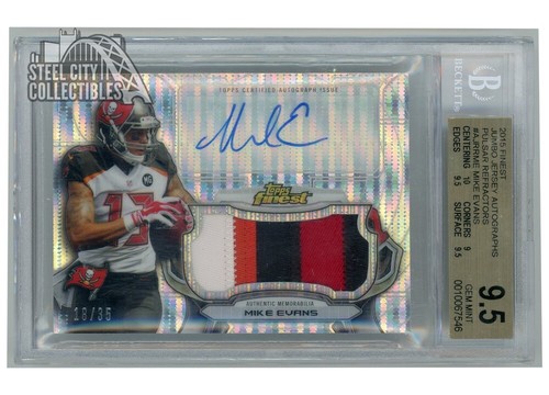 Mike Evans 2015 Topps Finest Patch Auto Pulsar Refractor 18/35 BGS 9.5 ...