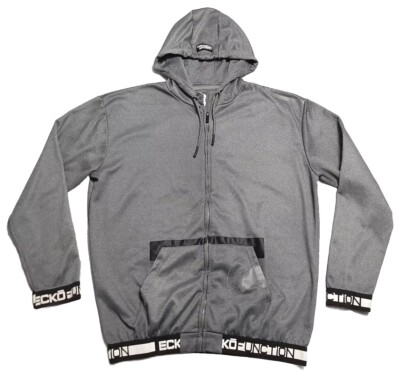 Ecko Function 2XL/3XL Full Zip Hoodie Windbreaker Jacket Gray B&W Logo ...