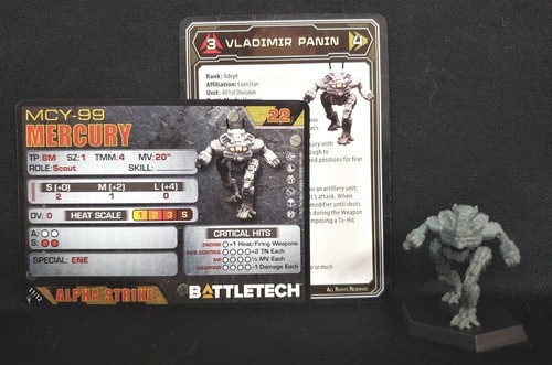 Battletech Mercury Mech + Pilot Cards Alpha Strike Comstar Command II ...