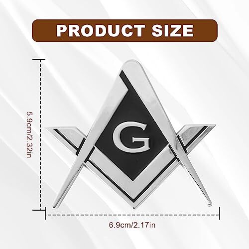 2 Pack 2.75" Chrome Plated Masonic Car Emblem Mason Square and ...