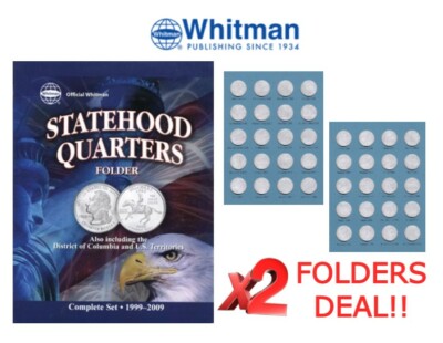 2 Whitman Official Statehood Quarter Coin Folders 1999-2009 Full Color ...