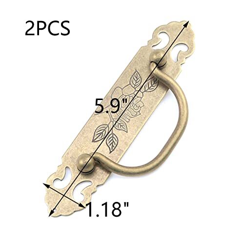 2PCS Antique Flat Bronze Cabinet Pulls Brass Decorative Handles with ...