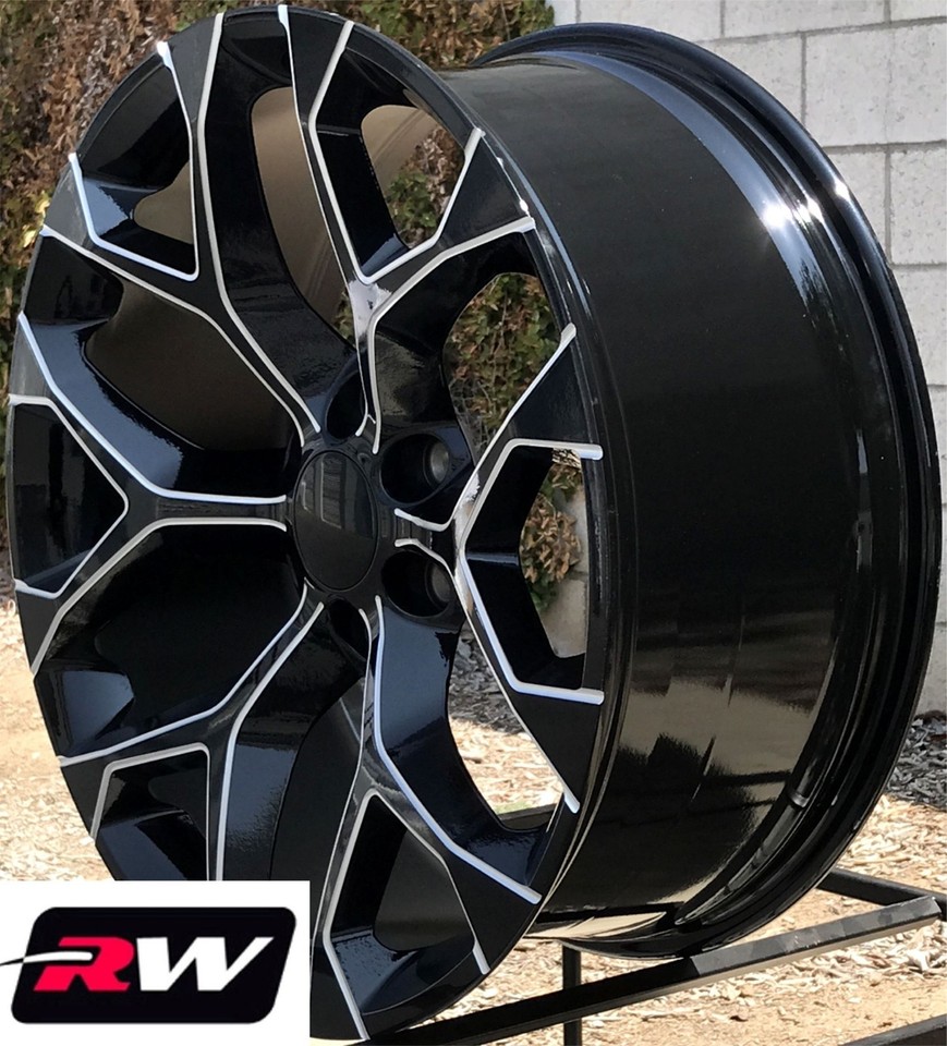20 inch Chevy Tahoe Replica Wheels Snowflake Rims Black Milled 20x9 ...