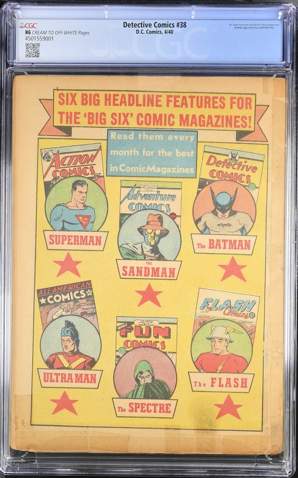 Detective Comics #38 - D.C. Comics 1940 CGC none Origin + 1st ...