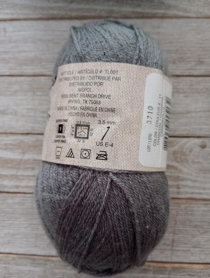 yarn crochet knit loops & threads woolike simili-laine charcoal gray #1 ...
