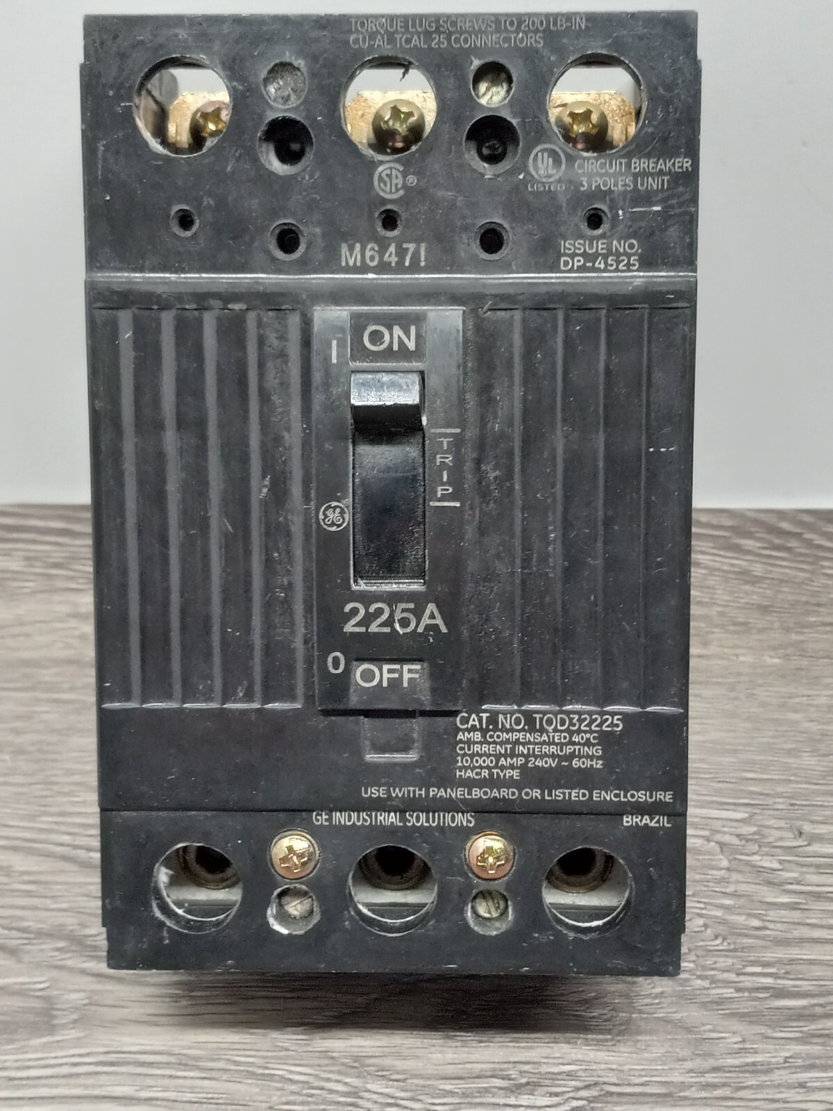 GE TQD32225 3 Pole 225 Amp 240v Circuit Breaker | eBay
