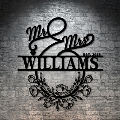 Personalized Mr And Mrs Metal Sign. Customizable Family Name Wall Decor ...