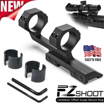 Cantilever Offset Scope Mount Dual Ring Fits Picatinny Rail For 1" or ...