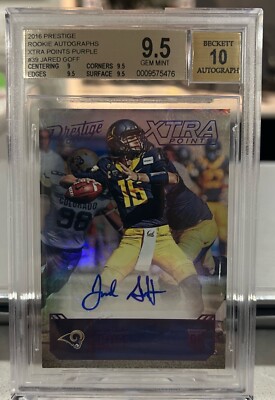 JARED GOFF 2016 Panini Prestige Rookie Autograph 080/100 PURPLE 9.5 ...