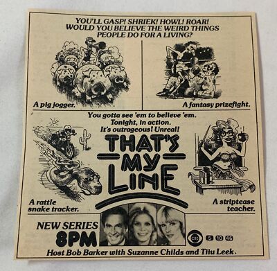 1980 CBS tv ad ~ THAT'S MY LINE Bob Barker, Suzanne Childs, Tiiu Leek ...