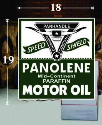 (1) 19" X 18" PANOLENE PANHANDLE Gas Vinyl Decal Lubester Oil Pump Can ...