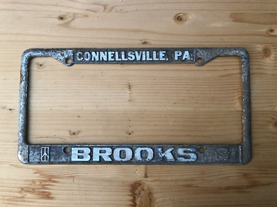 Vintage Connellsville, PA Brooks Dealership License Plate Frame Olds ...