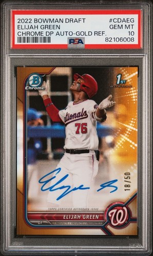 ELIJAH GREEN 2022 BOWMAN DRAFT CHROME 1ST BOWMAN GOLD REFRACTOR AUTO ...