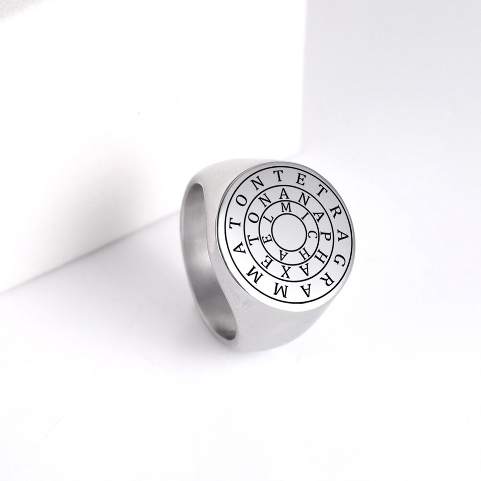 Magic Ring or Disc of Solomon Seal Kabbalah Amulet Men Ring Stainless ...