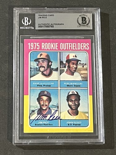 HOF JIM RICE 1975 TOPPS ROOKIE SIGNED AUTOGRAPHED CARD BECKETT BAS ...