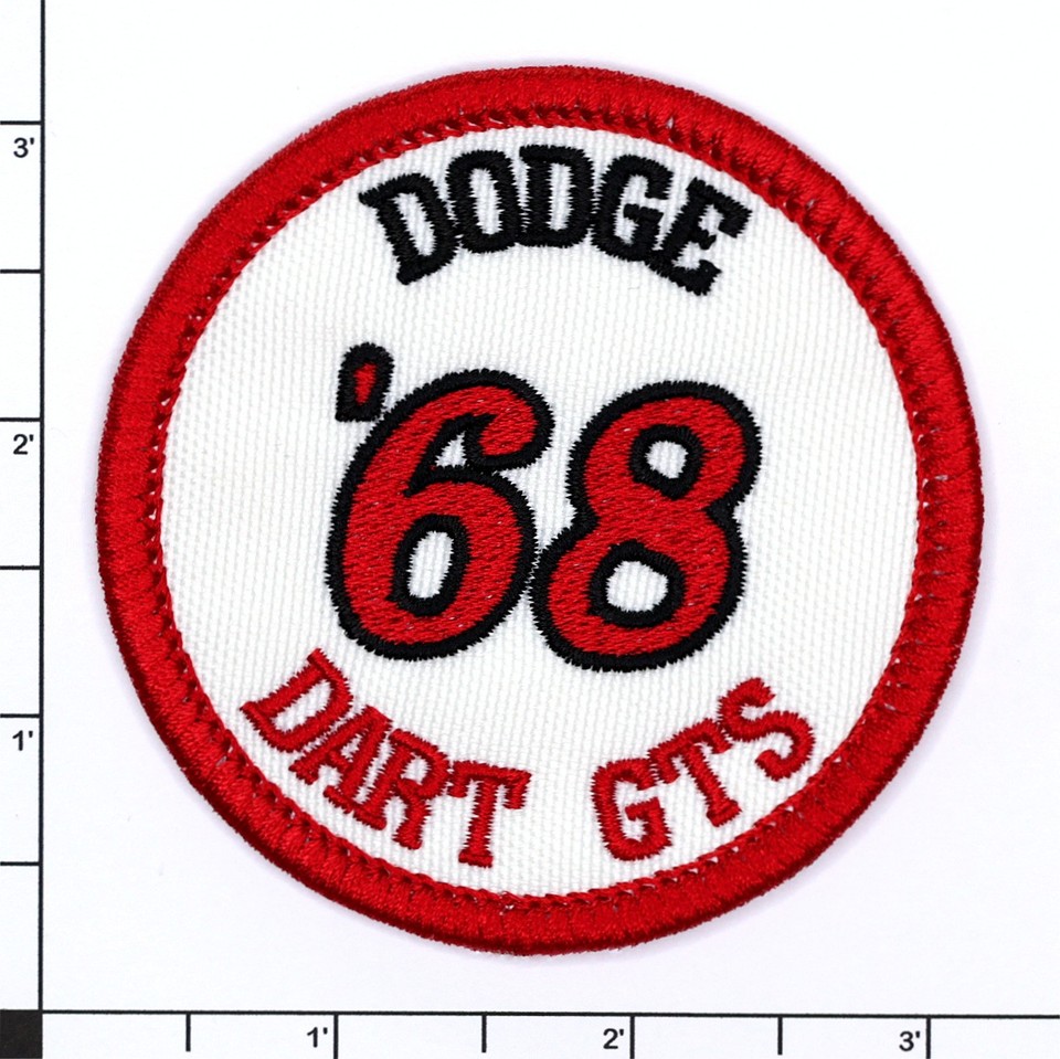1968 Dodge Dart GTS Embroidered Patch Ivory/Dark Red Iron-On Sew-On ...