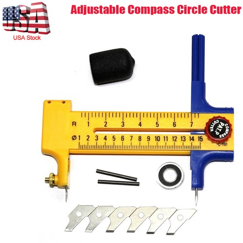 Adjustable Compass Circle Cutter Dia 10mm-150mm Rubber Paper Cut ...