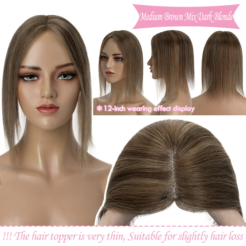 100% Remy Human Hair Topper Clip in Free Part | Left Part | MIddle Part ...