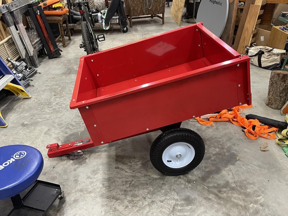 600 lb Steel Dump Cart Tilting Trailer Cart Lawn Mower Tractor Trailer ...