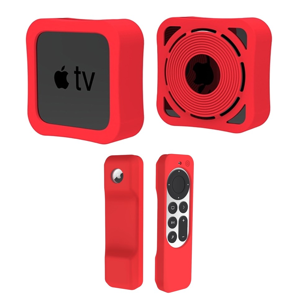 Silicone Case for Apple TV 4K Remote Control & Set-top Box case - Red ...