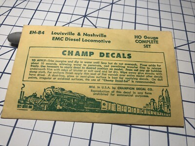 HO Champ Decals HO Scale EH-84 Louisville & Nashville EMC Diesel ...