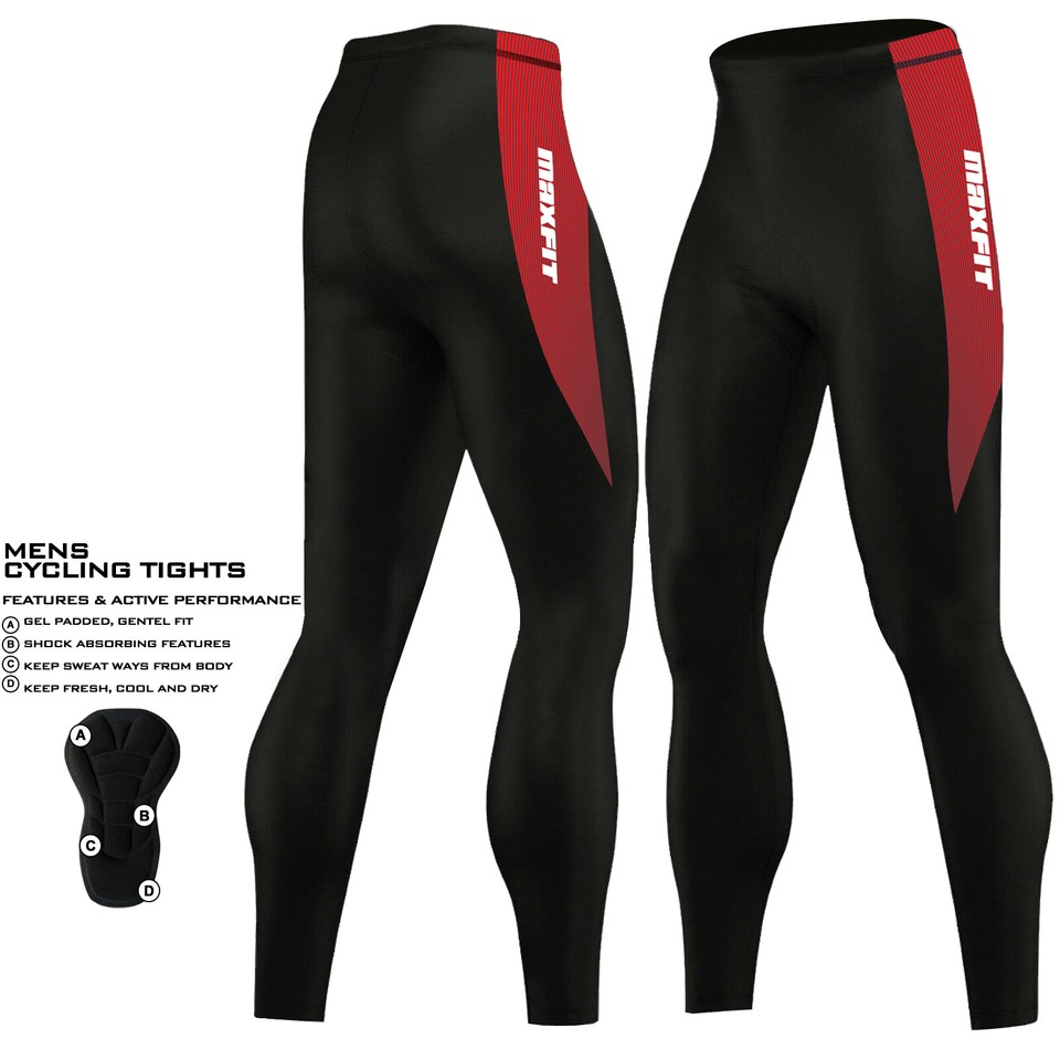 Mens Cycling Tights Trousers Padded Cycle outdoor Pants Long Leggings S ...