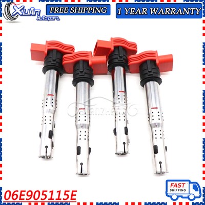 4x Ignition Coil 06E905115E For Audi Q7 Q5 R8 Volkswagen Golf Touareg ...
