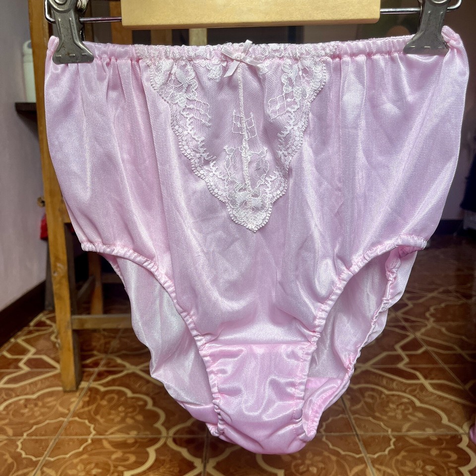 Panties Vintage Nylon Control Briefs Lace Slippery Glossy Sz.10 Hip 45 ...
