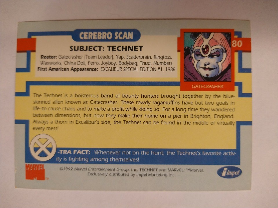 1992 Marvel Impel X-men #80 Technet Series 1 NEW (NOT USED ...