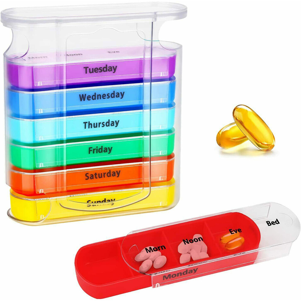 7 Day Weekly Pill Box Medicine Tablet Organizer Dispenser Container ...