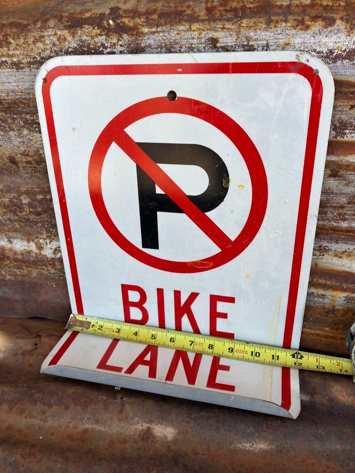 Retired "No Parking Bike Lane" Street Road Sign Repurposed into Small ...