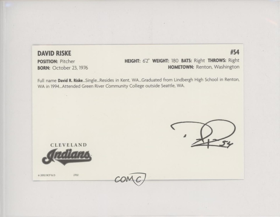 2002 Cleveland Indians Team Issue David Riske | eBay