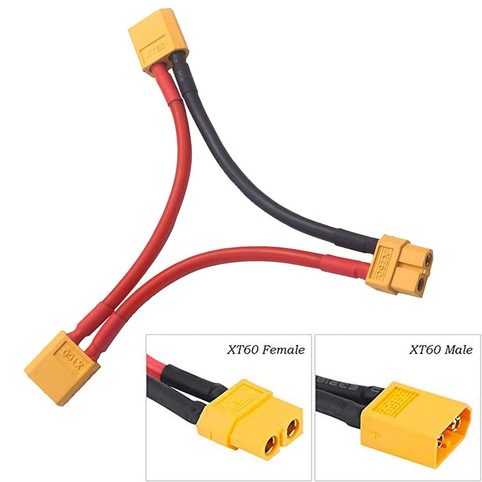 2Packs XT60 Serial Series Battery Connector 12AWG Soft Silicone Wire ...