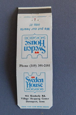 Matchbook Cover - Sveden House Smorgasbord - Davenport, Iowa - front ...