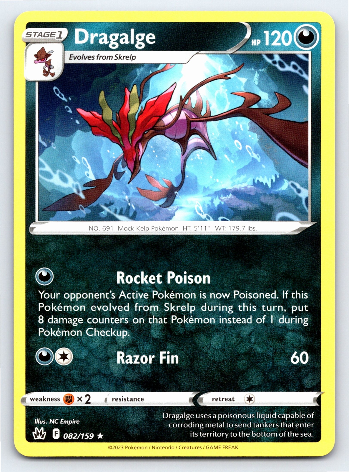 Dragalge 082/159 Rare Crown Zenith Pokemon Card - NM Near Mint | eBay