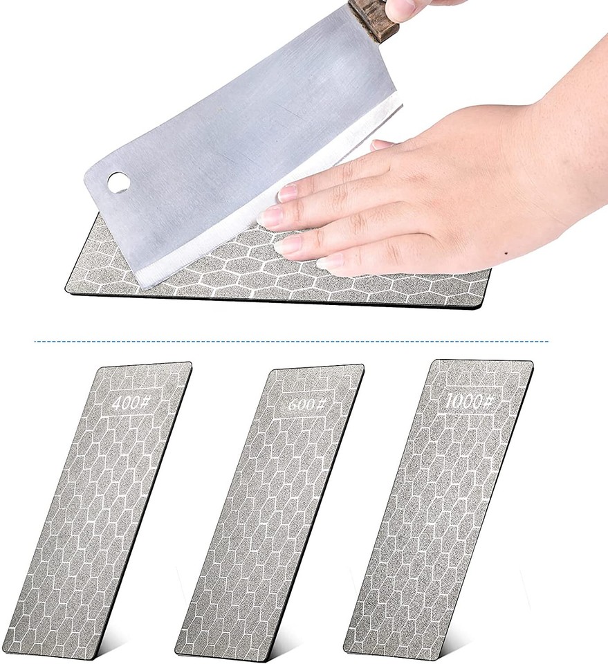 3PCS 400 600 1000 Grit Diamond Knife Sharpening Plate Honing Bench ...